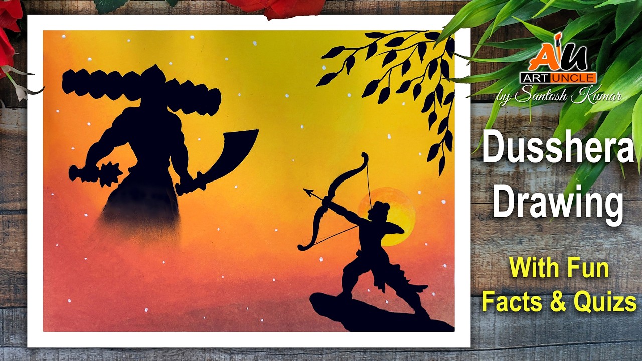 How to Draw Easy Dussehra Scenery | Dusshera Drawing | Lord Ram | Ravan ...