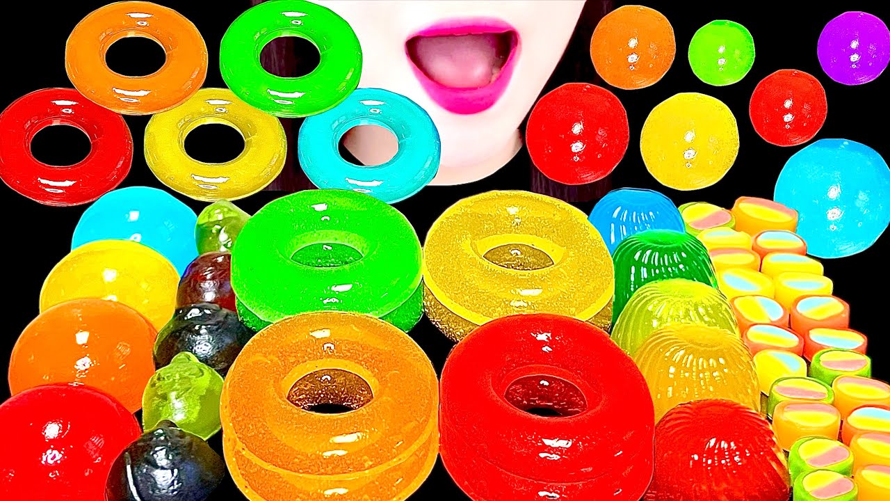 Asmr Rainbow Jelly Party Eating Sounds Mukbang 무지개 젤리 먹방 Youtube