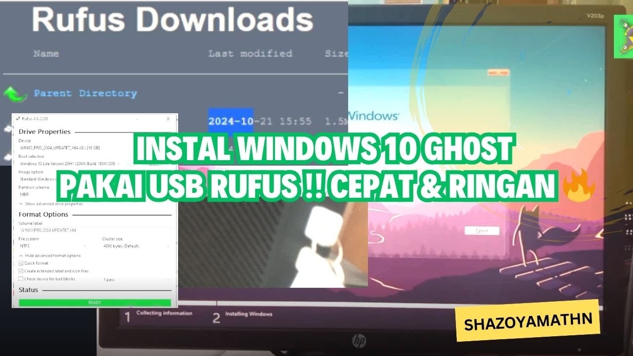 "INSTAL WINDOWS 10 GHOST PAKAI USB RUFUS ‼️ CEPAT & RINGAN 🔥 | Tutorial ...