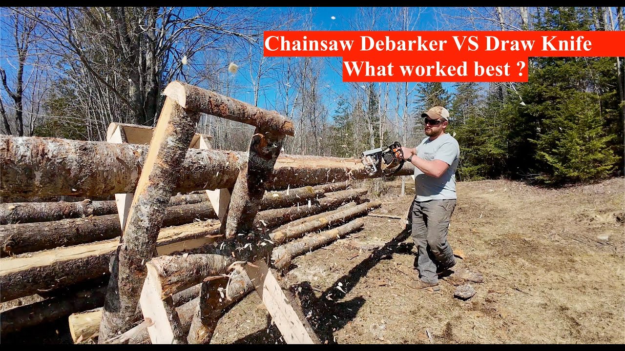 Maine Off-Grid Cabin Build Ep.2 | Debarking Logs for Cabin | Maine ...