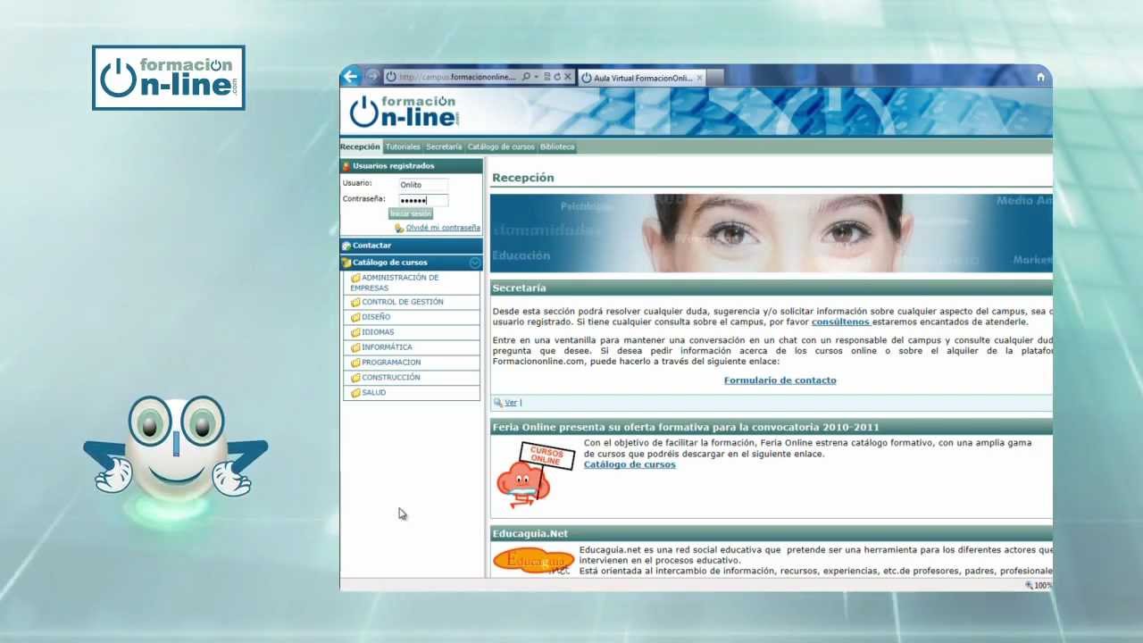 1 TUTORIAL PLATAFORMA FORMACION ONLINE (ESTUDIO) - YouTube