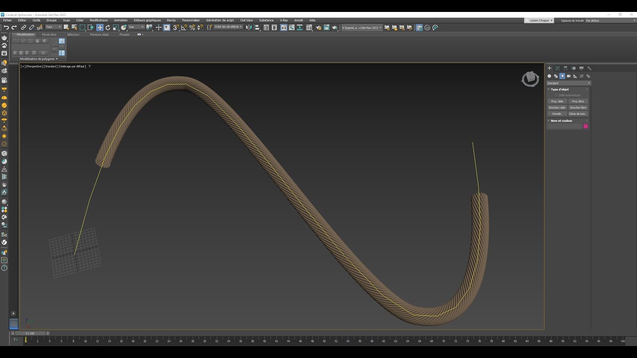 Tuto 3ds Max modélisation d'une corde déformé par une Spline - YouTube