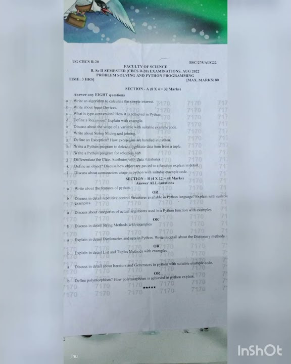 Bsc,2nd sem problem solving & python programming question paper (2022) - YouTube