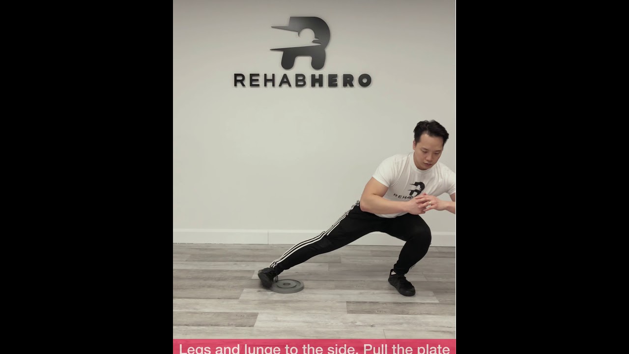 Hip adductor and Inner Thigh Workout - Side Lunge Plate Pull - YouTube