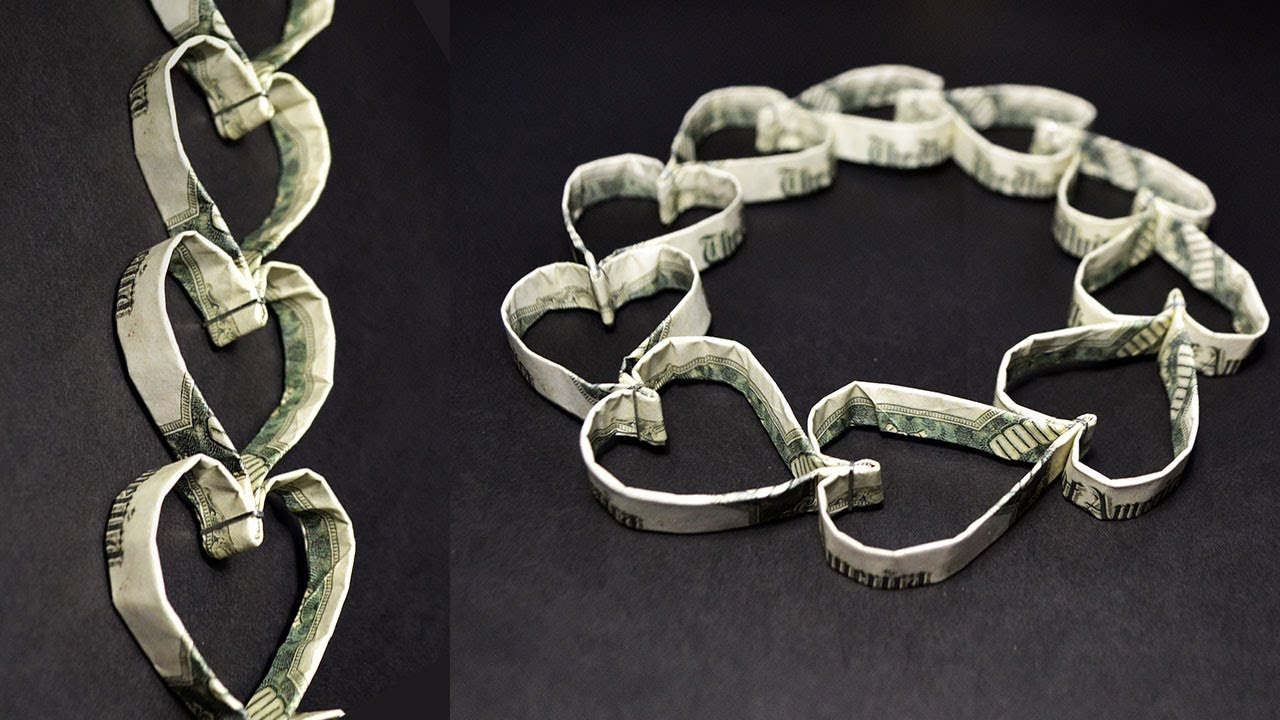 Money HEART CHAIN | Home Decor | Origami Dollar Idea Tutorial DIY ...