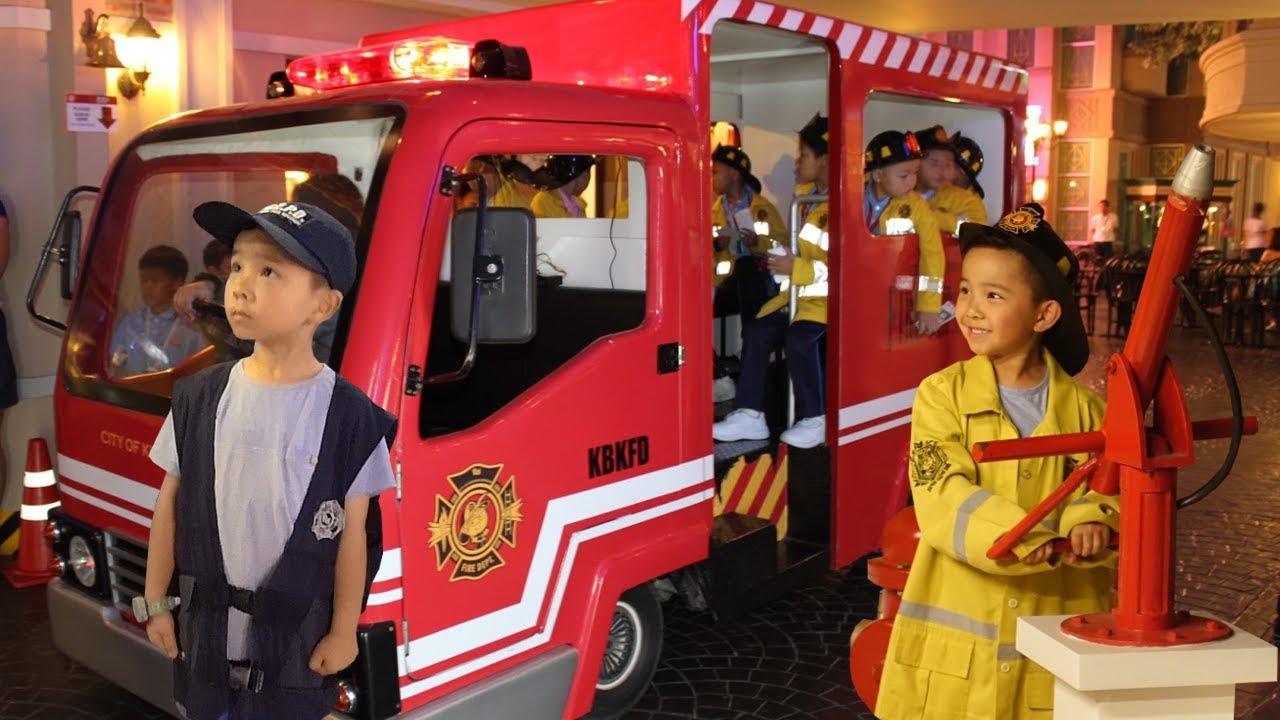Fire Rescue & Police Training At Kidzania Kids Pretend Play With Ckn ...