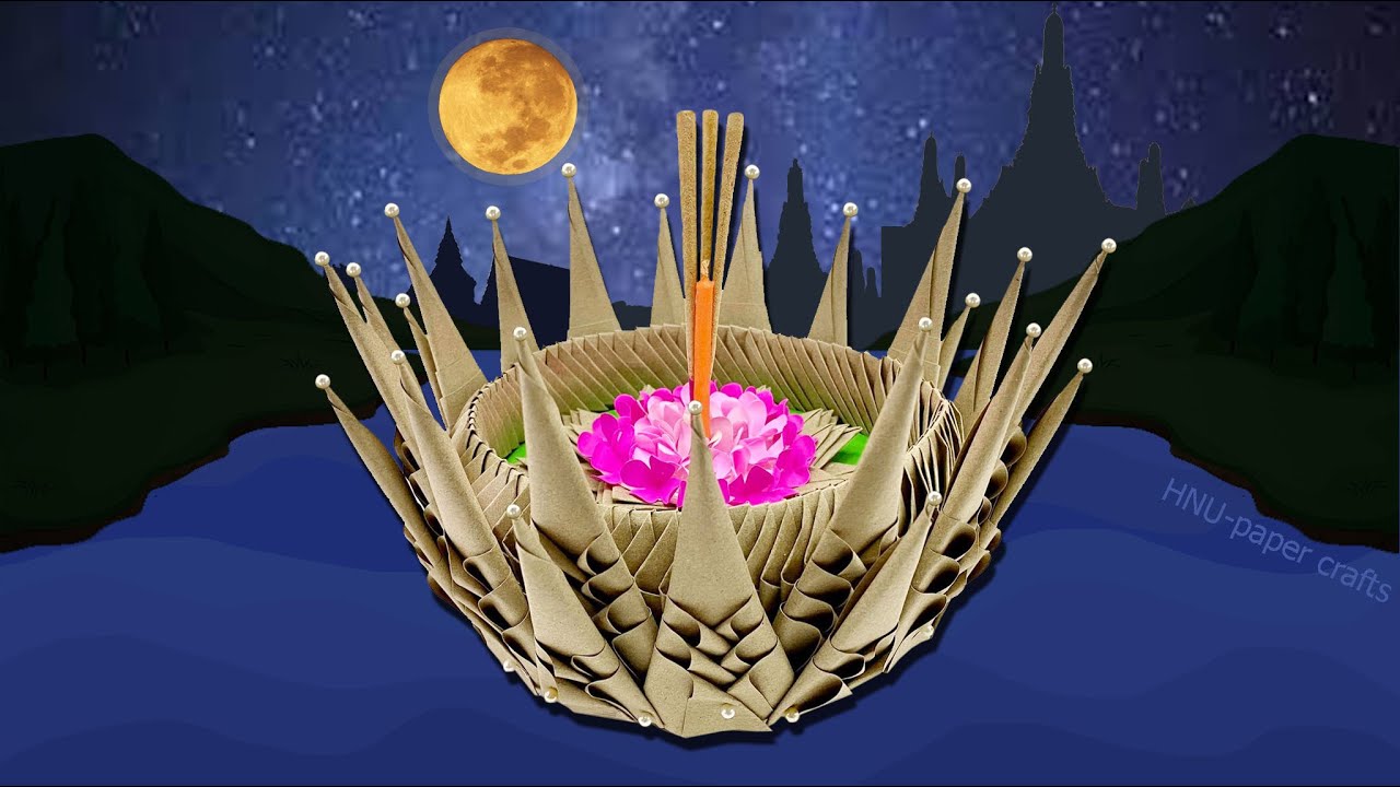 HNU230 กระทงกระดาษ16-Loy Krathong Day-Paper Crafts-DIY Paper-Easy Paper ...