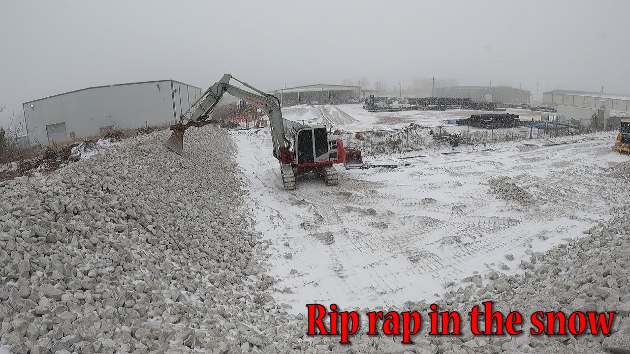 Placing The Rip Rap In The Snow - YouTube