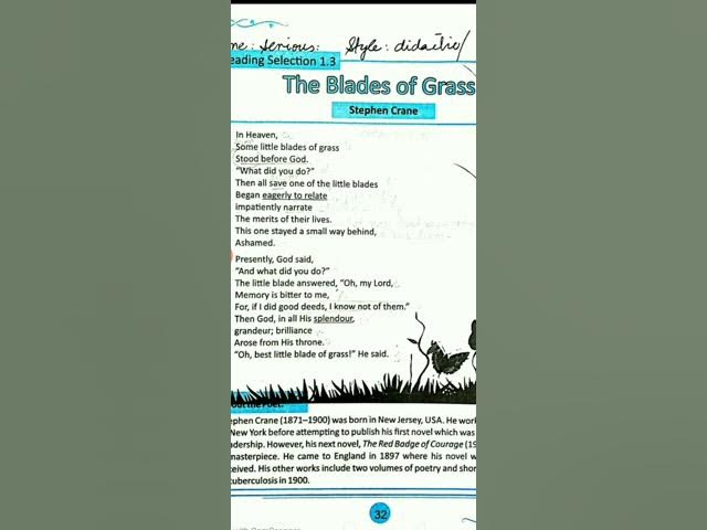 Critical Analysis Of Poem The Blades Grass By Stephen Crane | Sitedoct.org