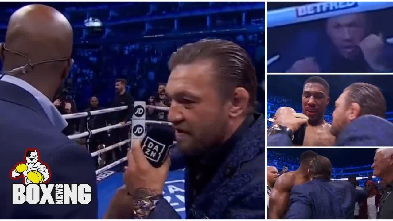 Conor McGregor's antics during Anthony Joshua vs Robert Helenius ...