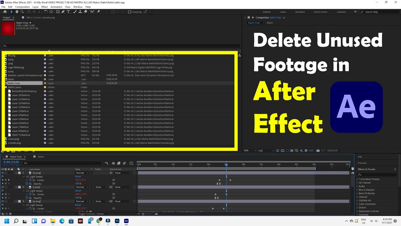 How To Delete Multiple Unused Footage In Single Click In After Effect ...