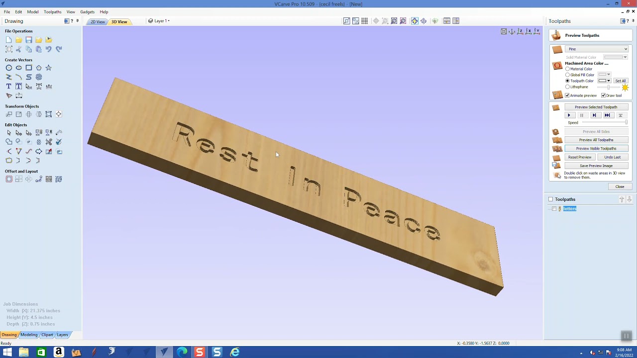 Rest in peace cnc carved board using Vcarve Pro and a CNC Shark - YouTube