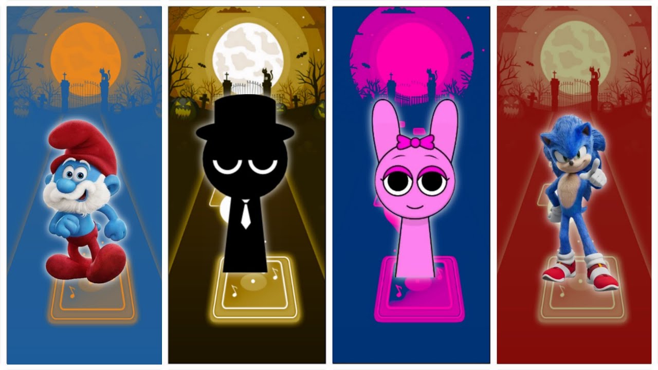 Tiles Hop - SPRUNKI vs SMURF vs SPRUNKI vs SONIK - YouTube