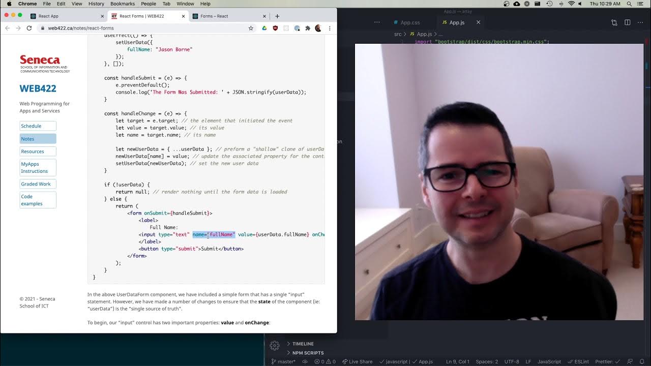 WEB422 Week 05 Part 1 - Intro to React Forms - YouTube