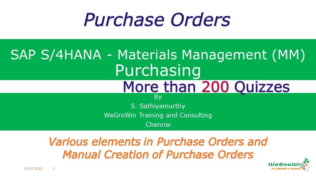 SAP MM – Elements of Purchase Order (S/4HANA Materials Management P2P ...