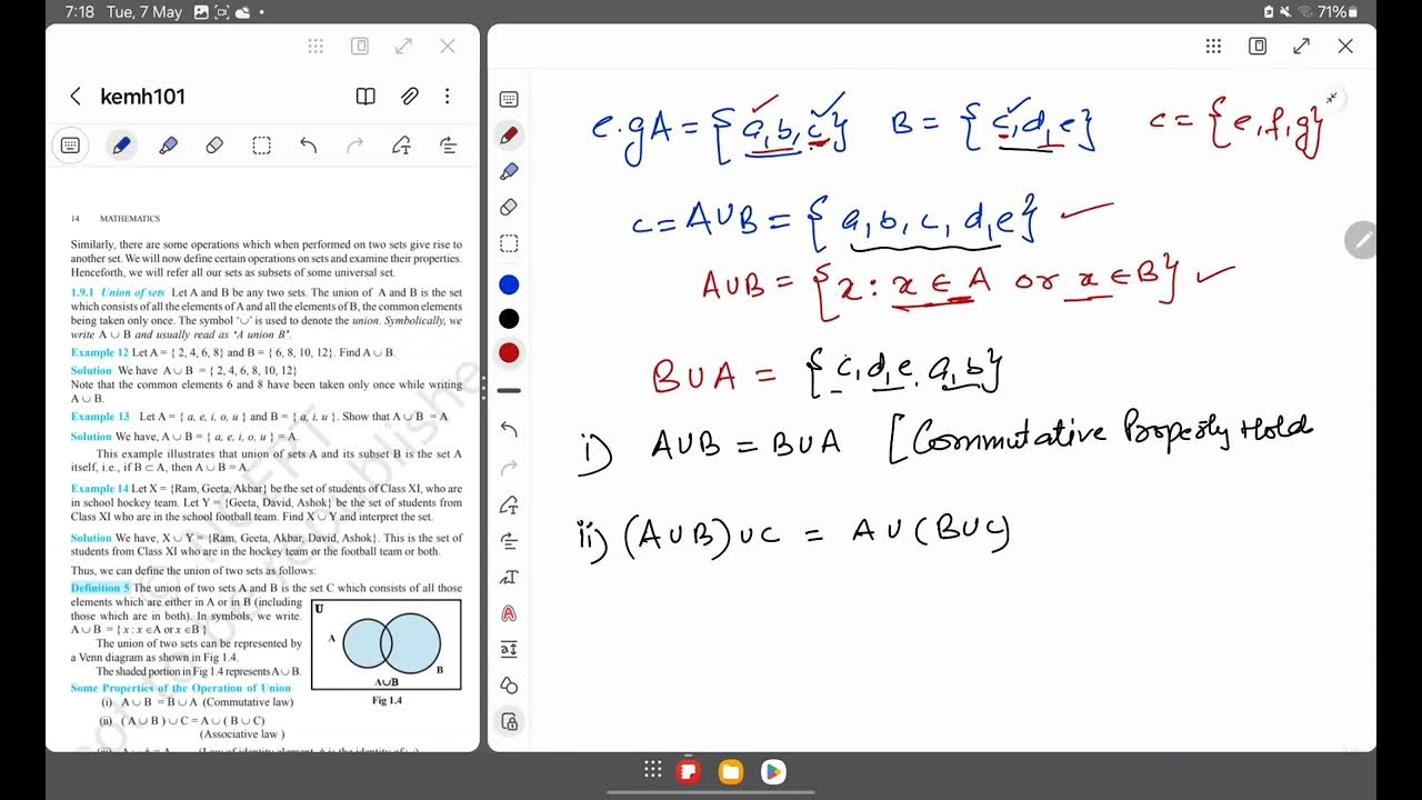 Operations òn sets (Union & Intersection) Difference of two sets - YouTube