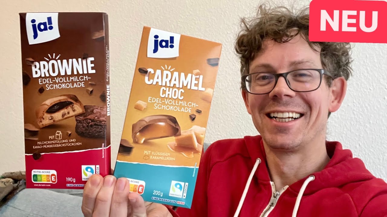 REWE: Brownie & Caramel Choc Schokolade von JA! im Test - YouTube