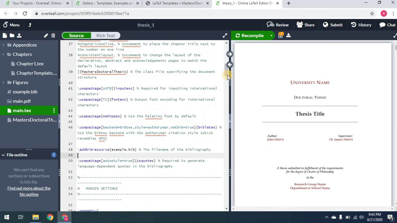 3.1 How to Start New Thesis Project in Latex Overleaf Part-1 - YouTube