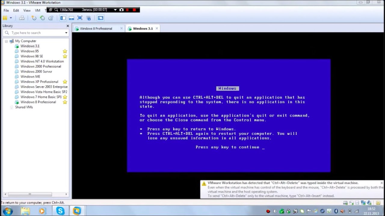 Windows 3.1 Ctrl-Alt-Del BSoD - YouTube
