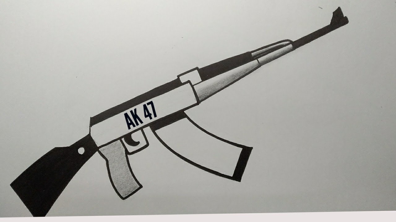 How to draw an AK 47 gun very easy || Step by step || Pencil and Marker Pen - YouTube