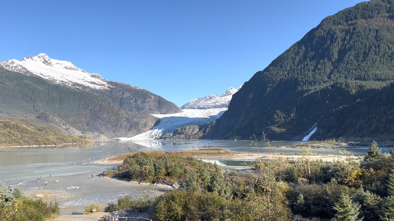 A Panoramic View of Mendenhall Glacier and Nugget Falls - YouTube