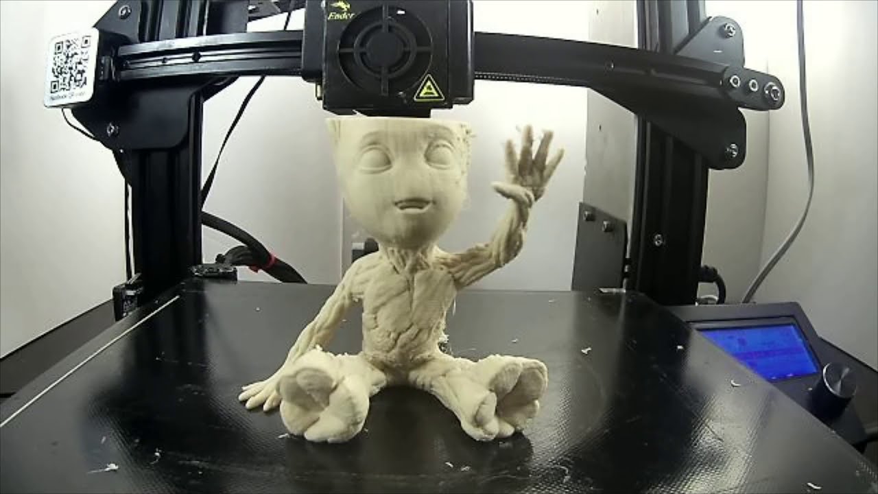 Baby Groot 3D Printed In Wood w/ Creality Ender 3 Pro Guardians Of The ...