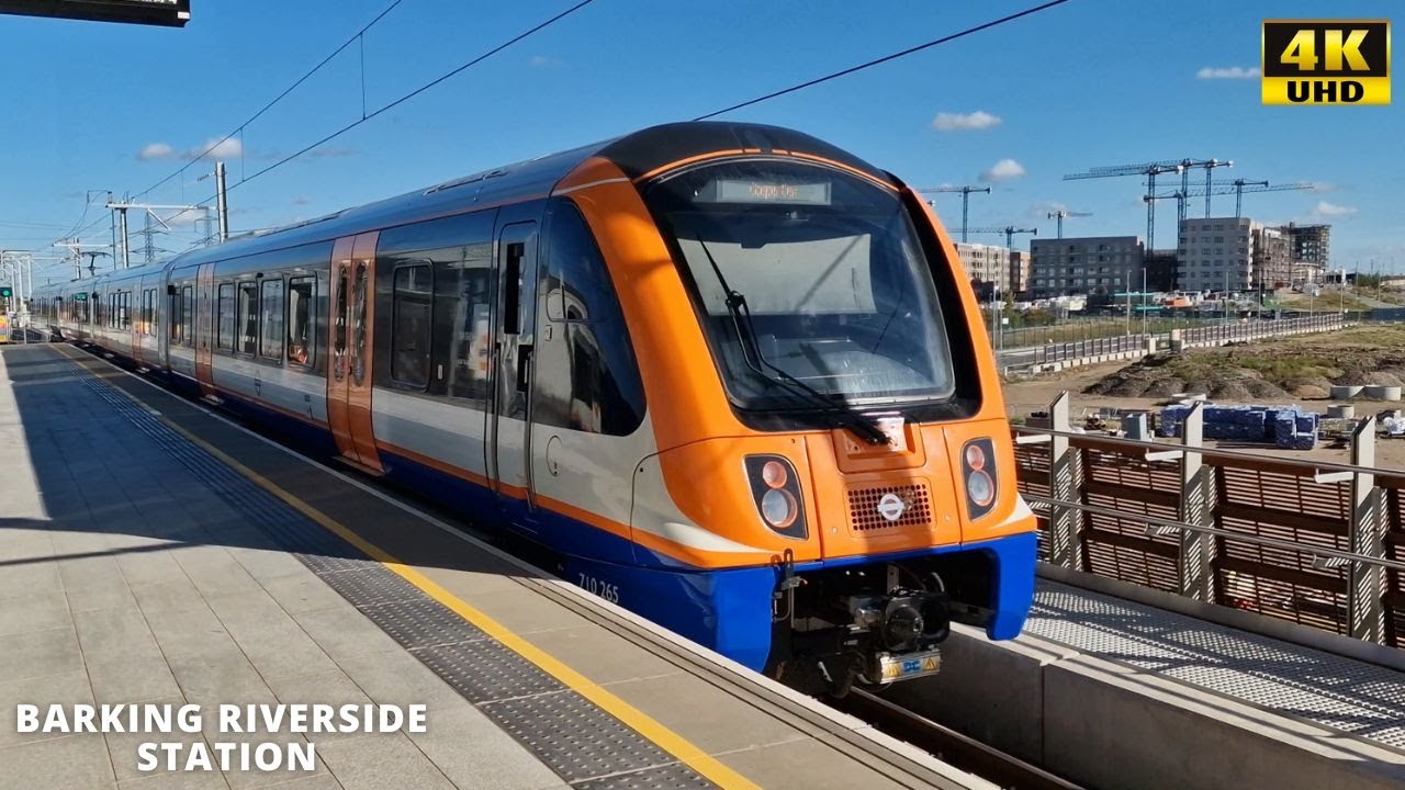 Overground Train Approaching & Departing At Barking Riverside Station ...