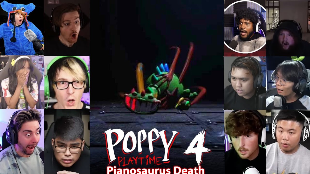 YouTubers Reaction On Poppy Playtime Chapter 4 Pianosaurus Death - YouTube