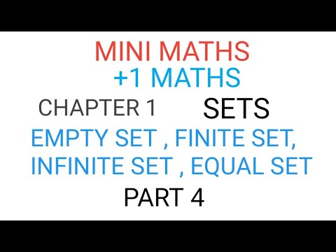 +1 Maths/Chapter 1/ SETS/ part 4 / Empty set/Finite sets / Infinite Set / Equal Set / MINI MATHS ...