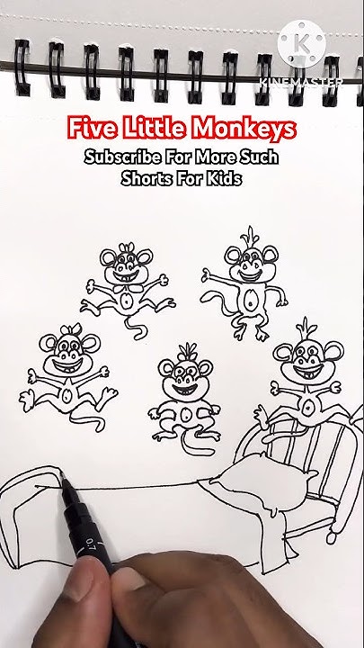🐒😍 Five Little Monkeys | Drawing For Kids #shorts #nurseryrhymes # ...