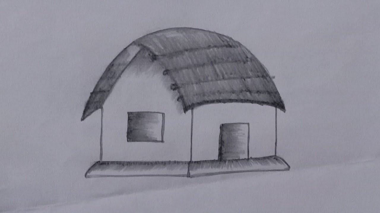 easy hut 🛖 drawing//How to draw a hut 🛖 easily. - YouTube
