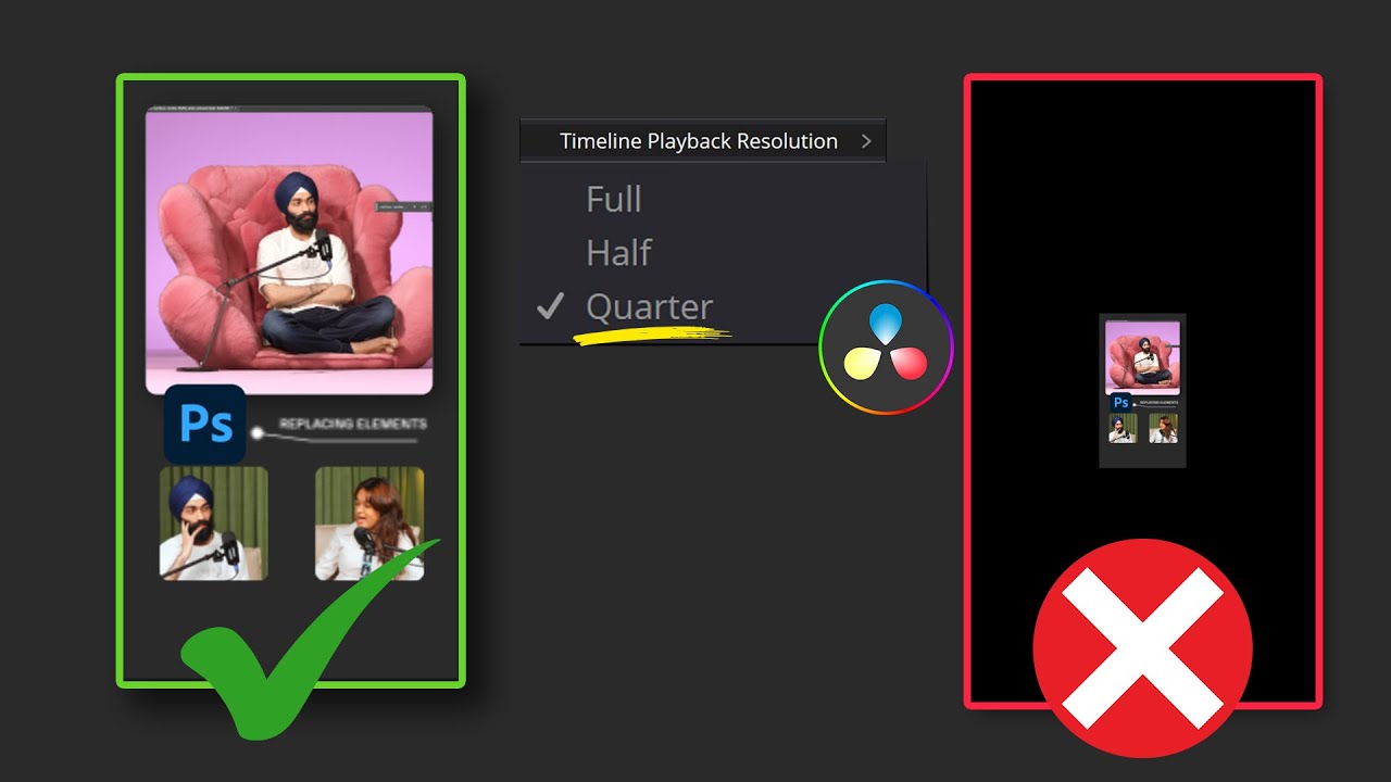 Why is setting playback resolution to quarter redicing frame size by 4 ...