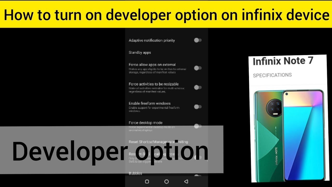 how to turn on developer option on infinix note 7 or infinix mobiles ...