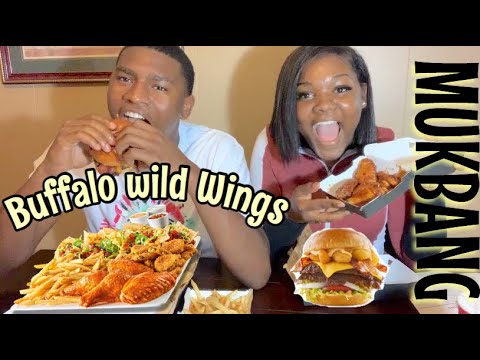 BUFFALO WILD WINGS MUKBANG | cheese curd bacon burger, house sampler ...