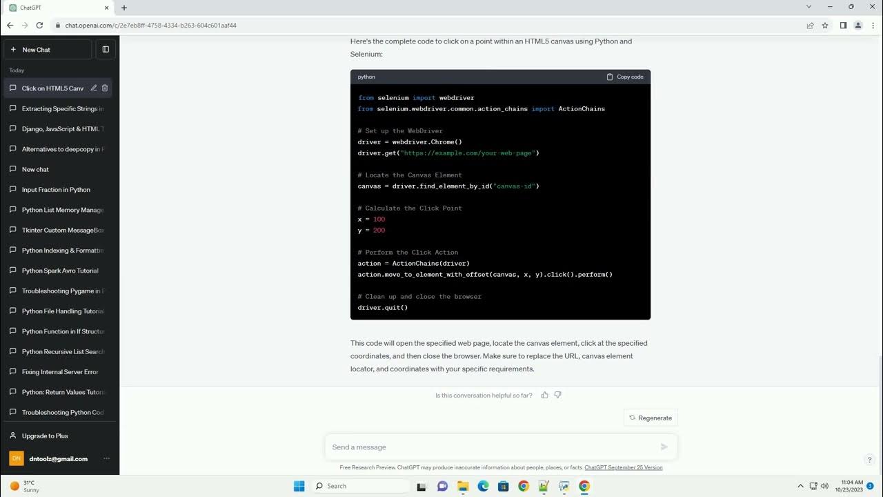 How to click on a point on an HTML5 canvas in Python selenium webdriver - YouTube