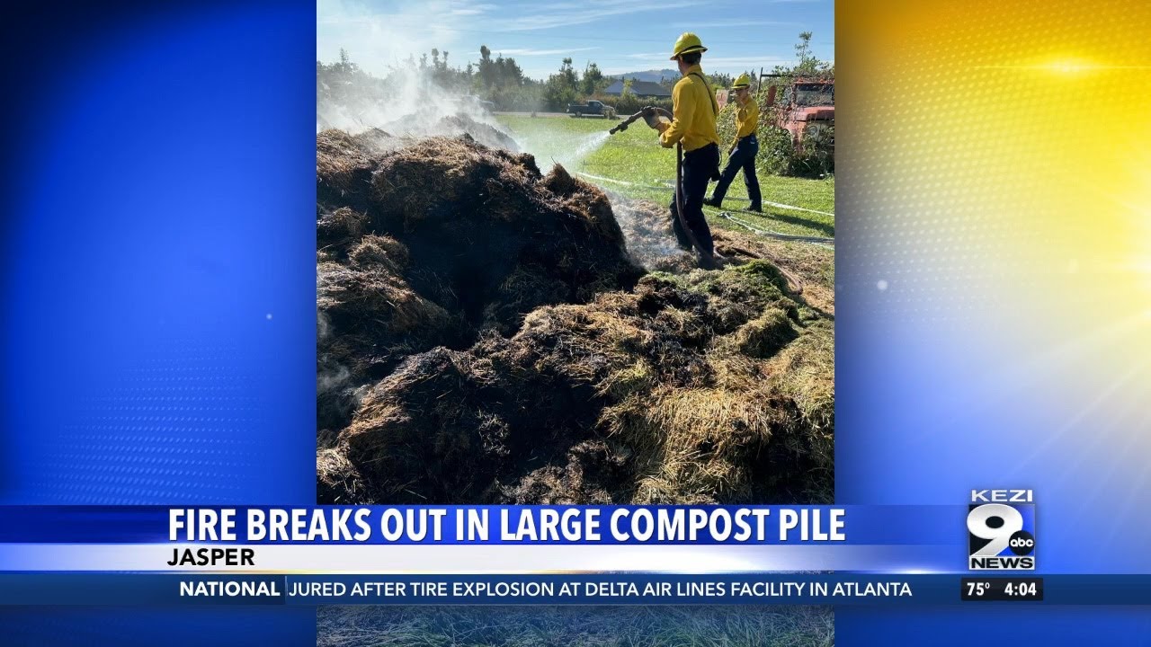 Firefighters put out large compost pile fire - YouTube