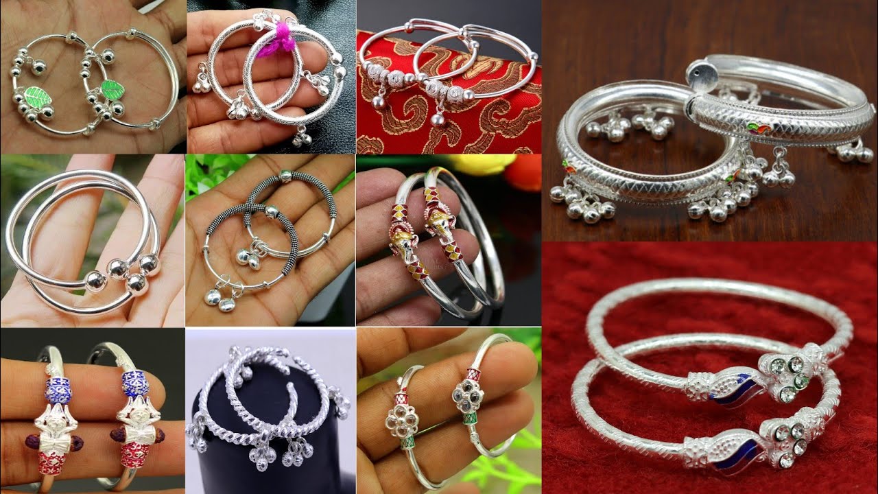 Silver Baby's kada Designs || Different styles kids Anklets,Trendy ...