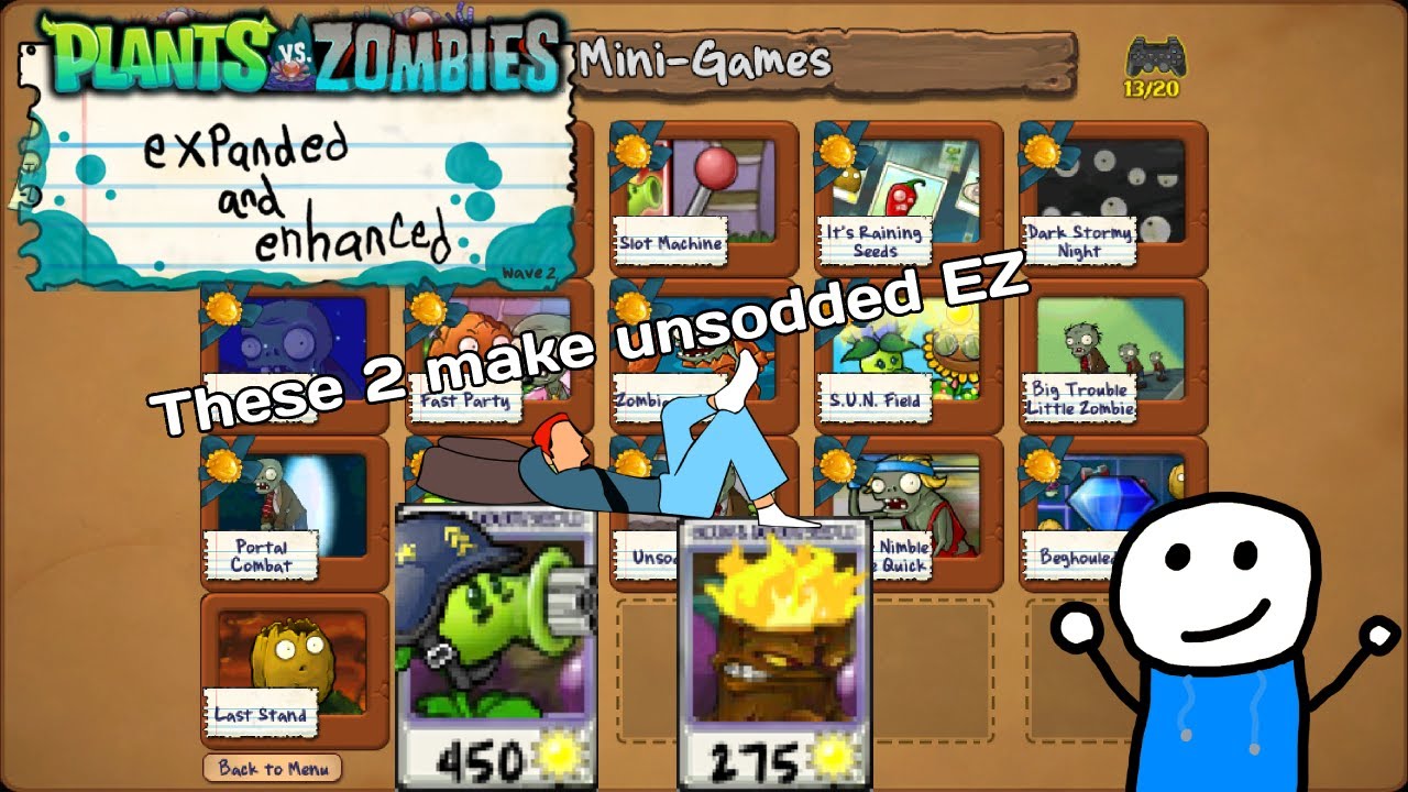 Playing some more of the mini games in: PVZ expanded & enhanced - YouTube
