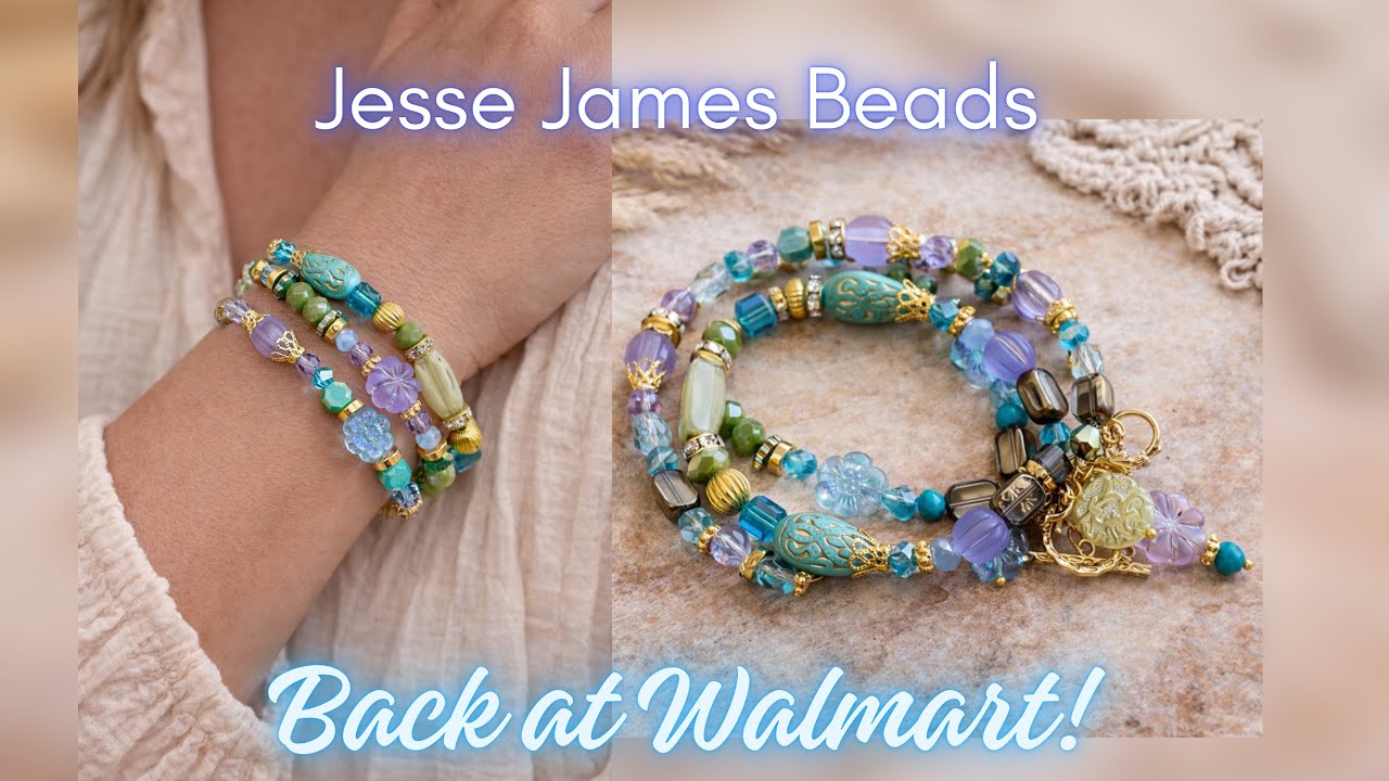 Jesse James Beads at Walmart?! 😱 Purple Blue Green Charm Bracelet Trio ...