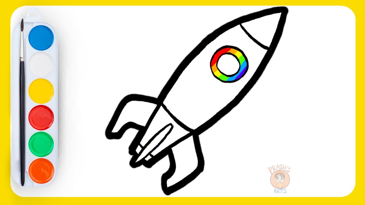 How to Draw a Rocket Easy for Kids | Watercolor - YouTube