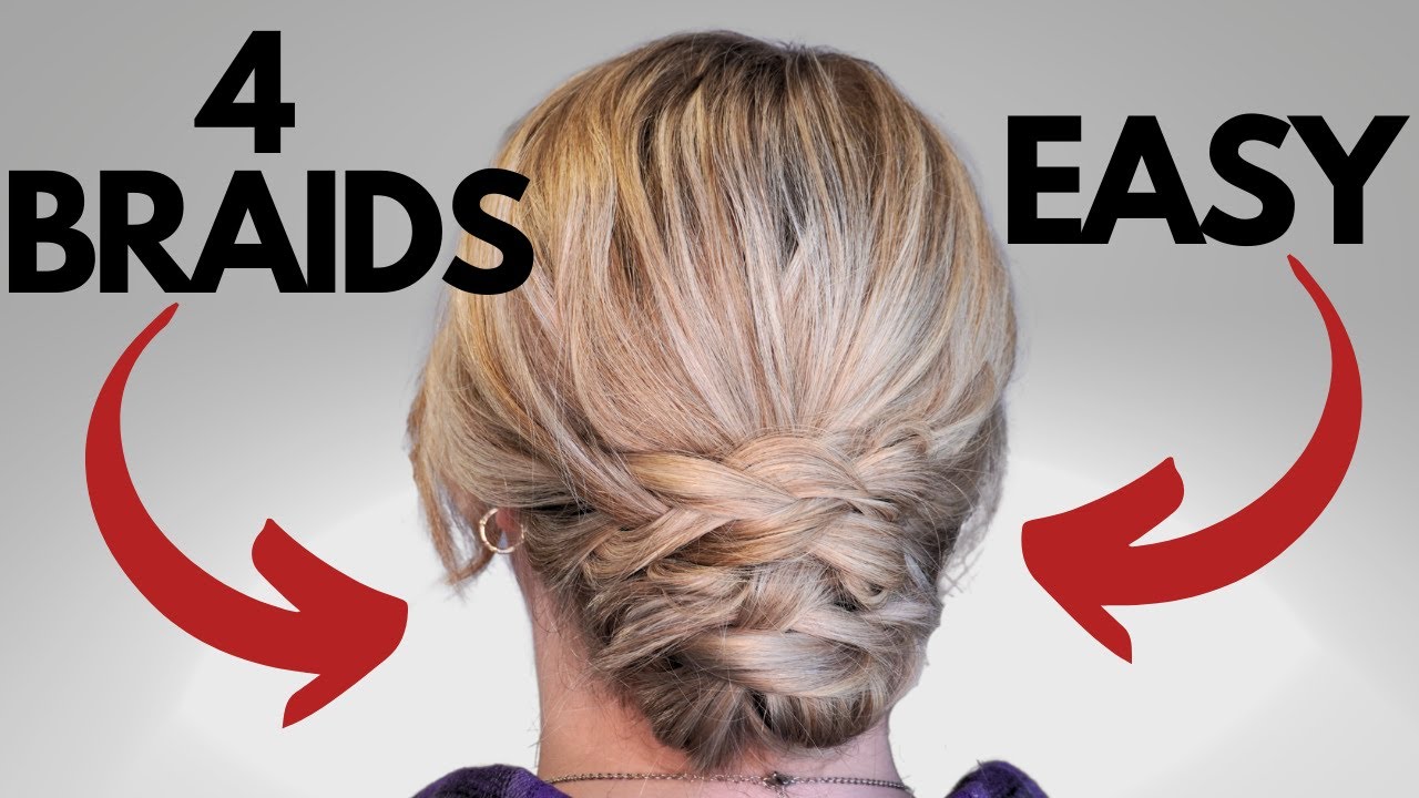 2 Minute EASY braided updo hair tutorial - YouTube