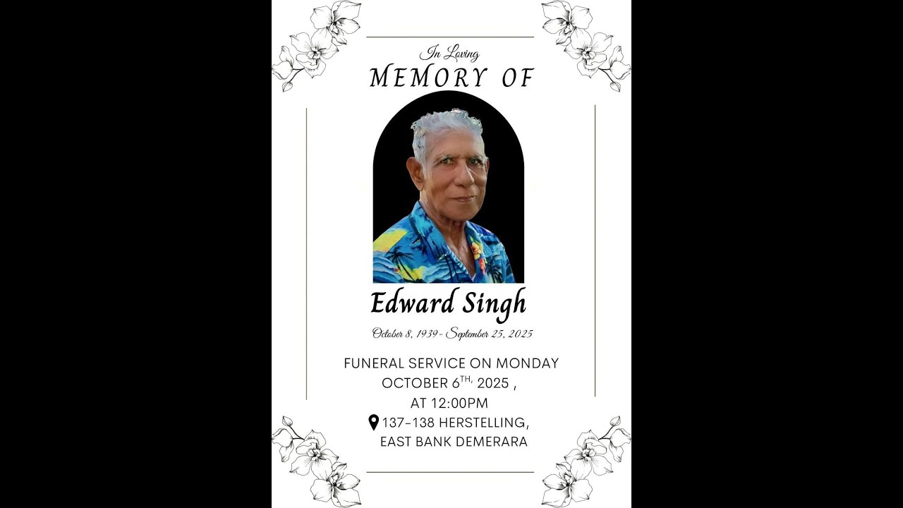 FUNERAL SERVICE FOR THE LATE EDWARD SINGH - YouTube