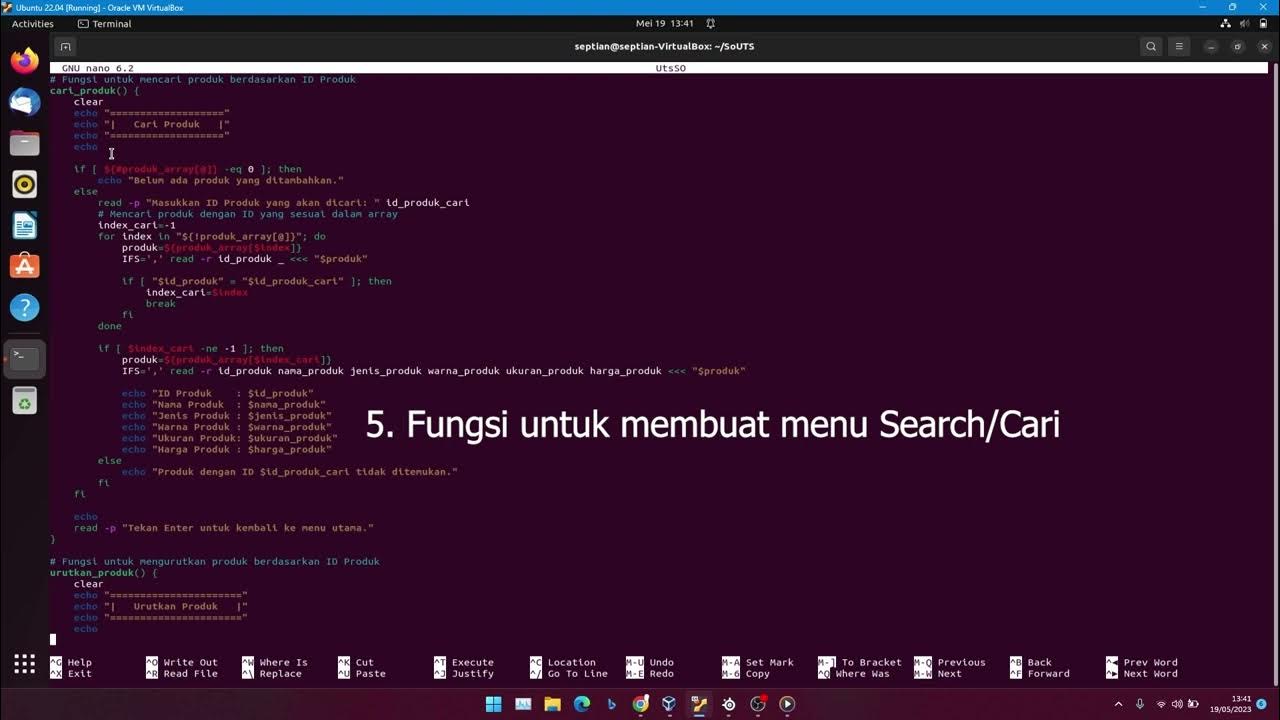 Tugas UTS – MI 1 D – Kelompok 14 - Membuat Program Tema Butik Menggunakan bash shell - YouTube