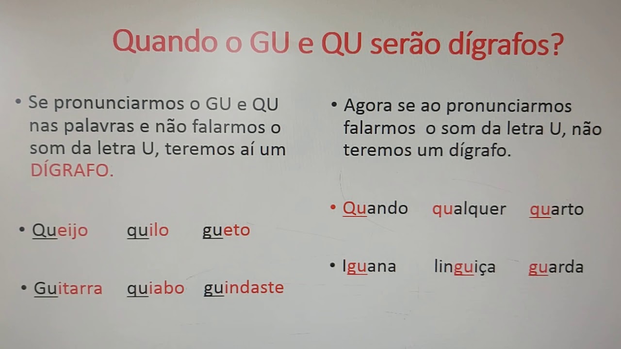 Dígrafos Qu e Gu - YouTube