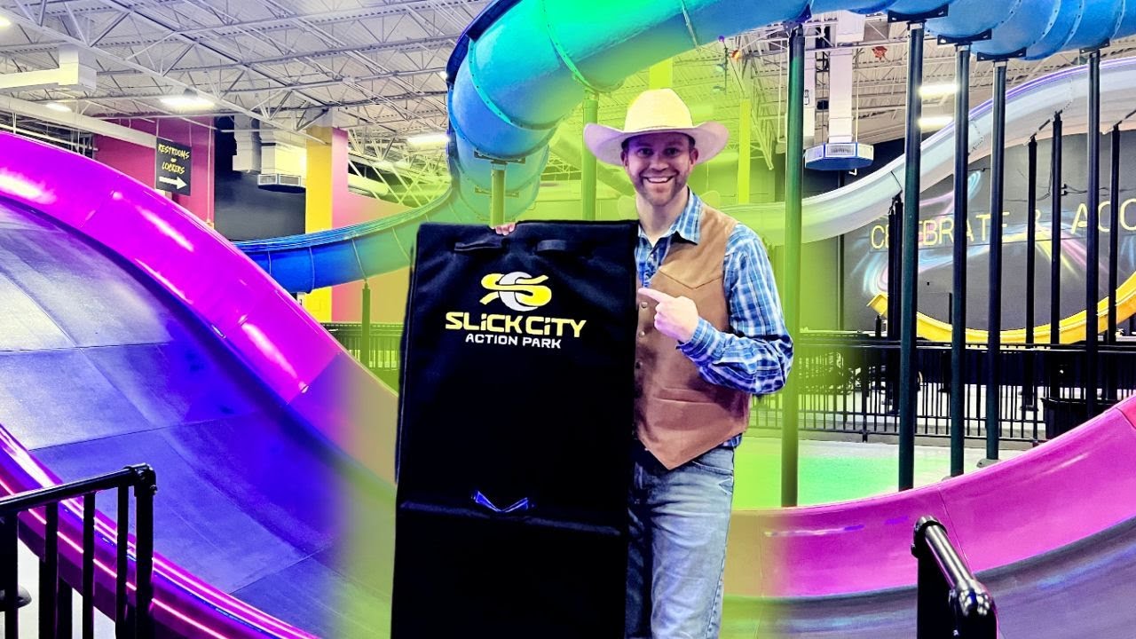 Huge Awesome Indoor Slide Park for Kids | Cowboy Jack at Slick City ...