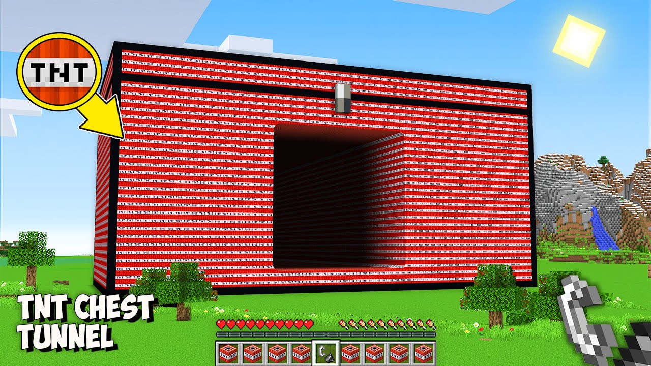 NEVER LIGHT THE WIDEST TNT CHEST TUNNEL in Minecraft!!! I found THE ...