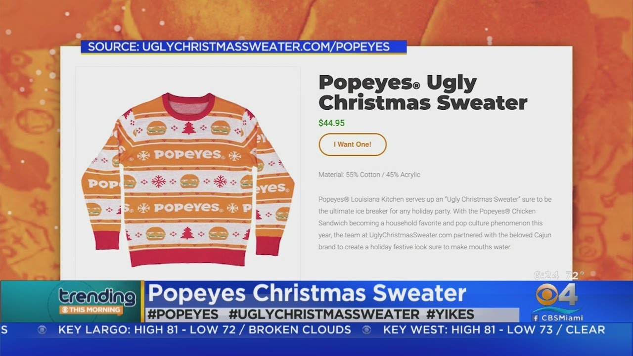 Trending: Popeye's Chicken Sandwich Ugly Sweater - YouTube
