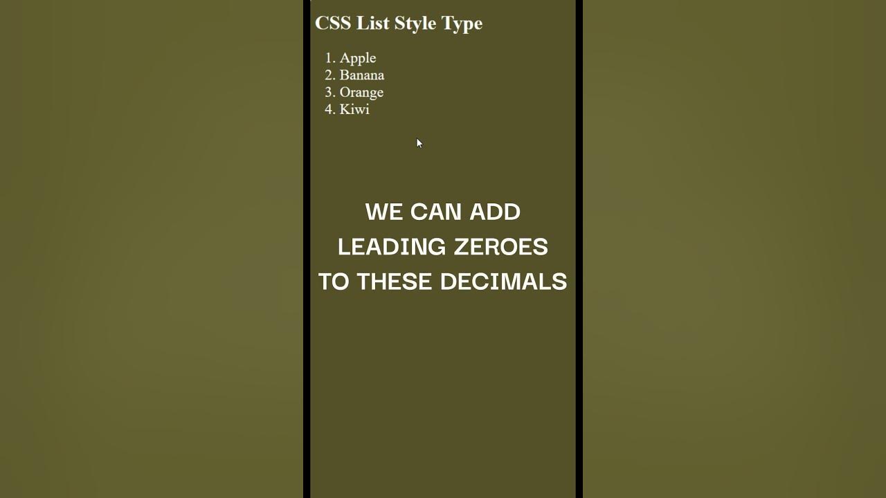 CSS List Styles Using Decimal css list style liststyletype decimal css-list-styles-using-decimal-css-list-style-liststyletype-decimal