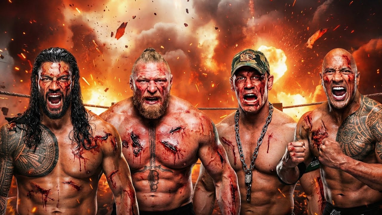 THE BLOODIEST MATCH IN WWE HISTORY! 🩸 Roman vs Brock vs Cena vs Rock ...