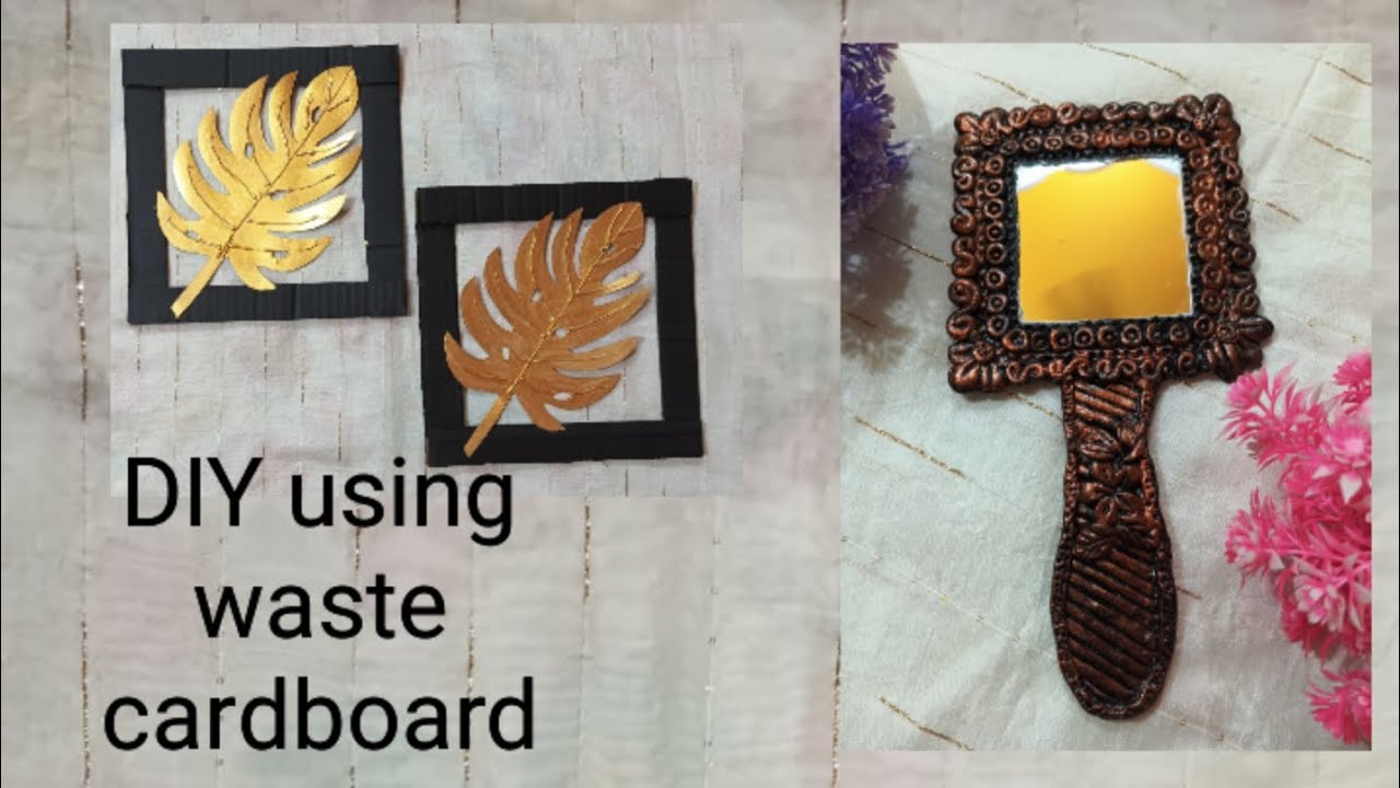 DIY frame and hand mirror using waste cardboard | beautiful and elegant ...